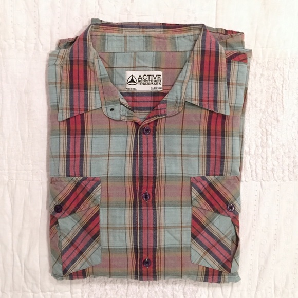 Active USA | Shirts | Blue Plaid Active Button Up | Poshmark